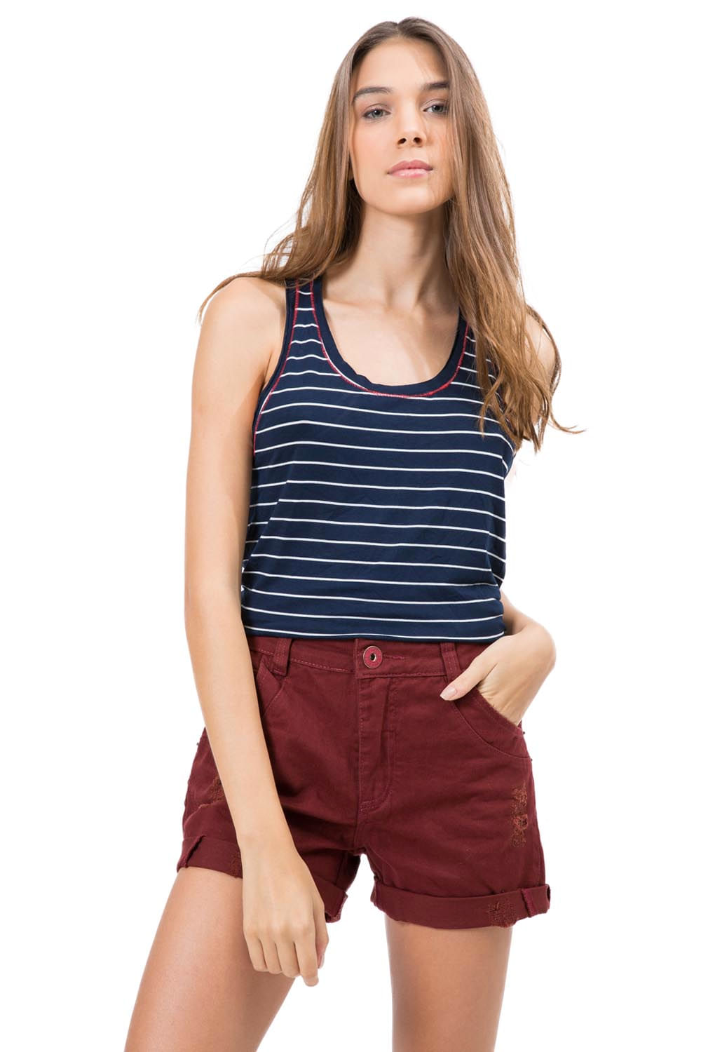 Bermuda Color Vinho - Taco